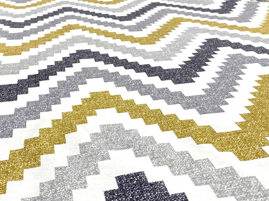 Panama Keteni Duck Kumaş Tırtık Zigzag Sarı - Döşemelik Birlik 1952