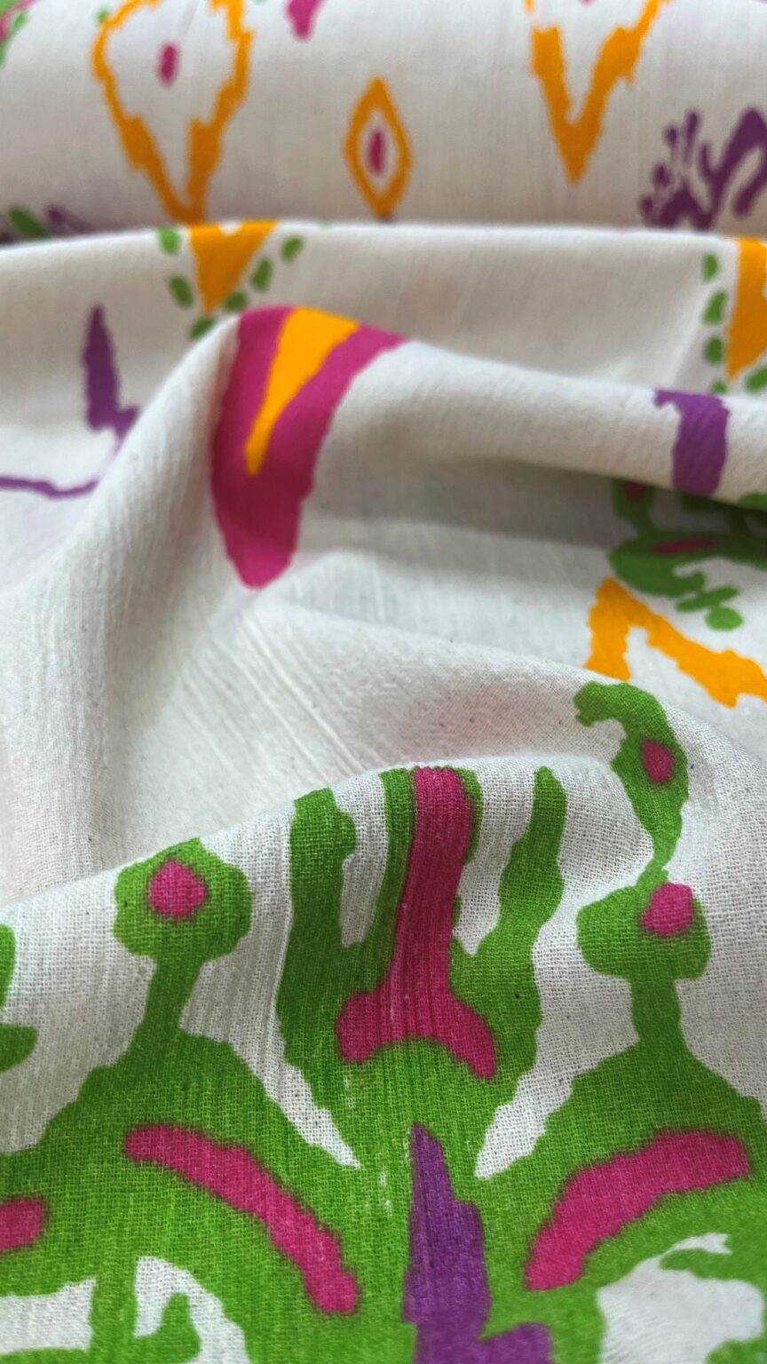 Şile Bezi Baskılı Pamuklu Kumaş Etnik Turuncu - Birlik 1952