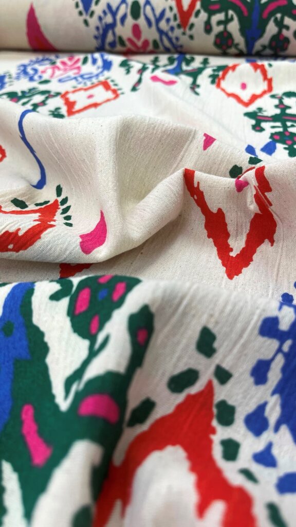 Şile Bezi Baskılı Pamuklu Kumaş Etnik Mavi - Birlik 1952